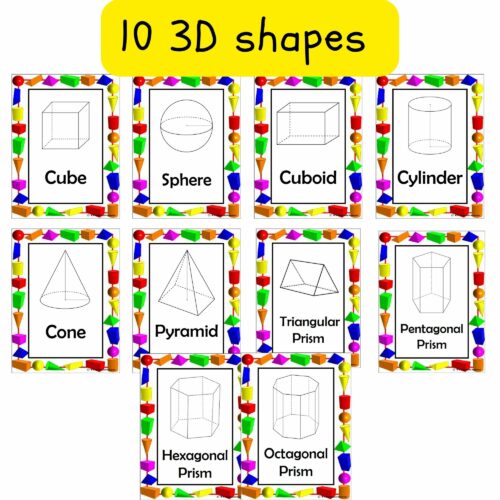 2D and 3D Shape Posters and Flashcards Classroom Decor for Shape ...