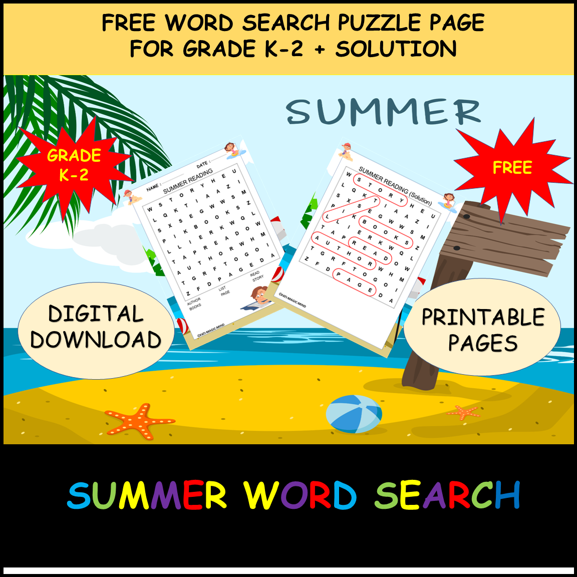 FREE Summer Word Search Puzzle printable end of the year activity for ...