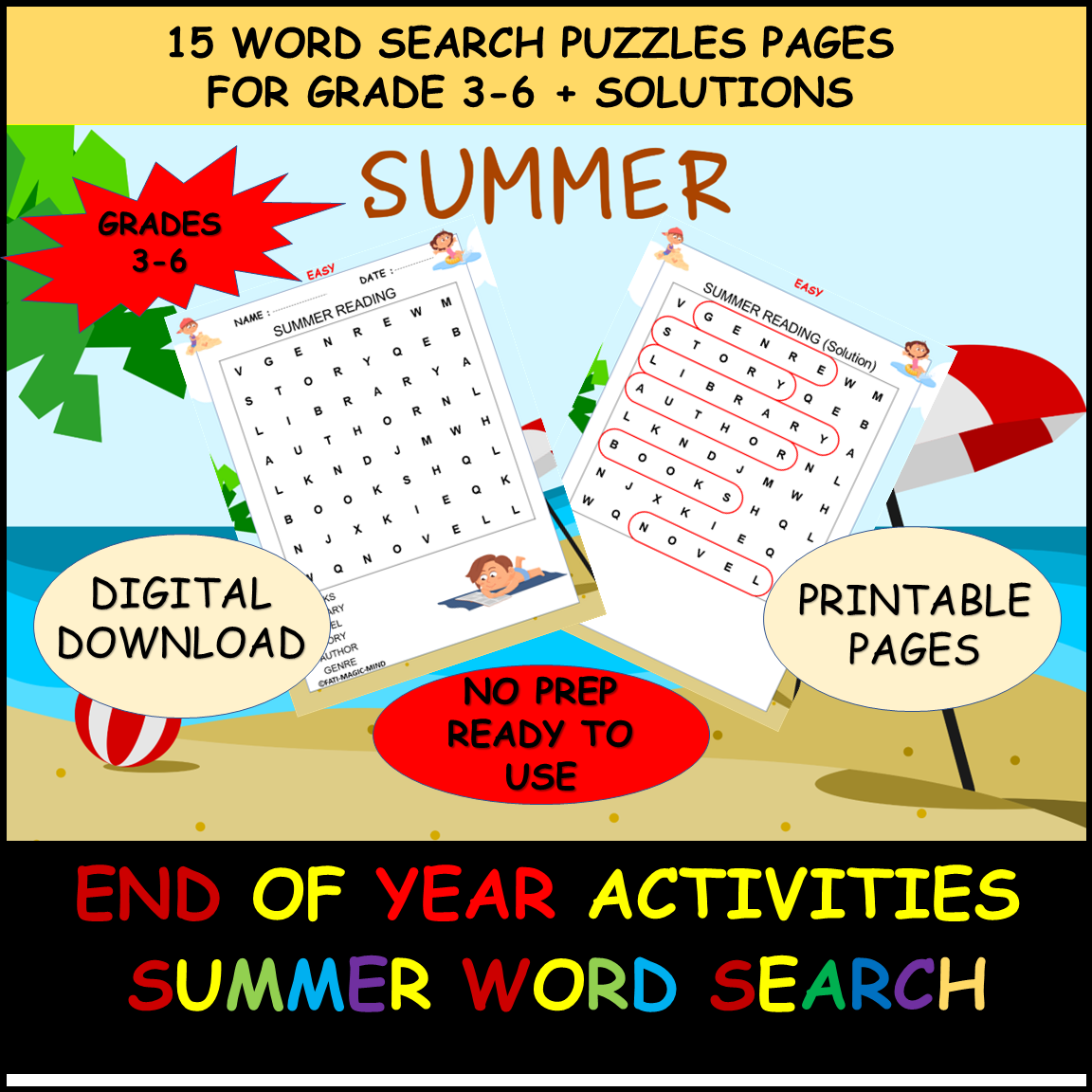 End of the year activities Summer Puzzles Crossword Word Search ...