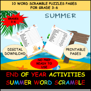 End of the year activities Summer Puzzles Crossword Word Search ...