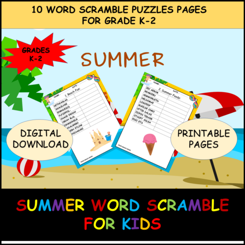 End of the year activities Summer Puzzles bundle Word Search Scramble ...
