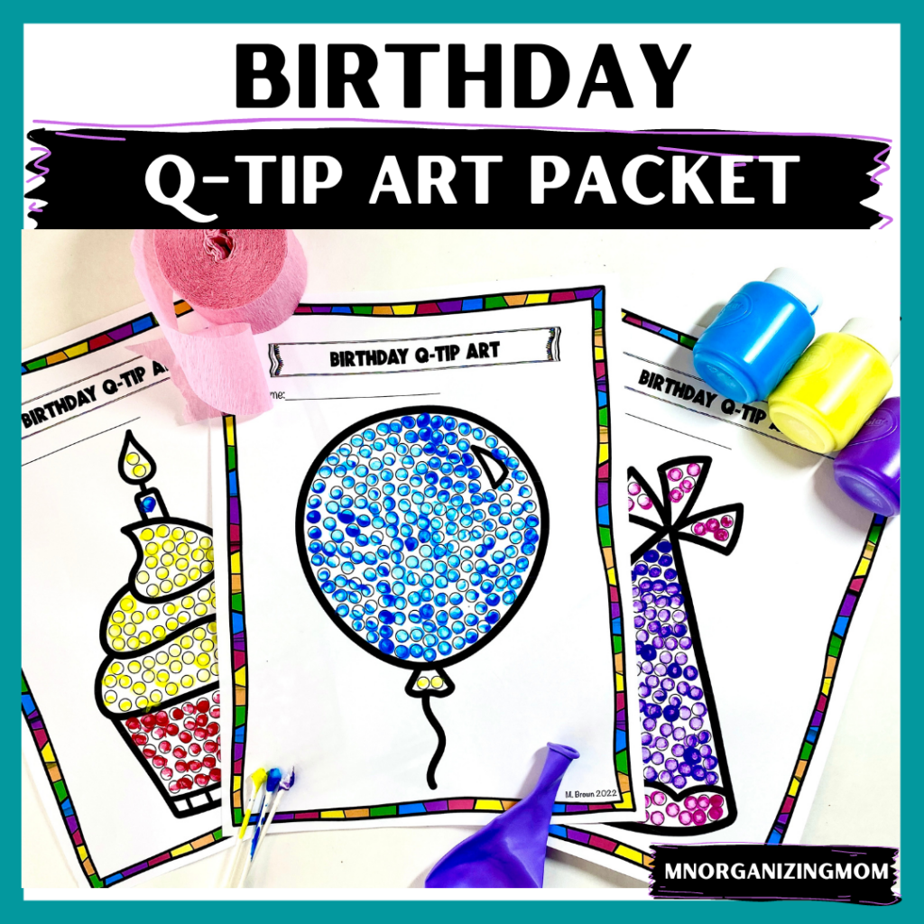 Birthday Q-Tip Art Packet | Made By Teachers