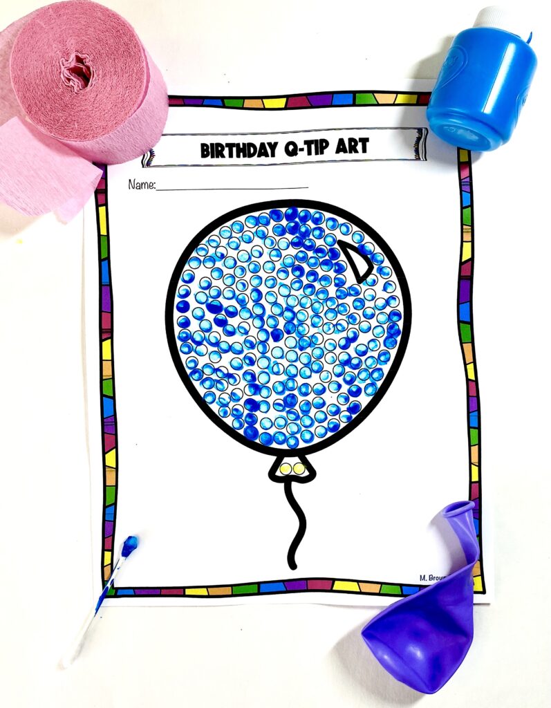 Birthday Q-Tip Art Packet | Made By Teachers