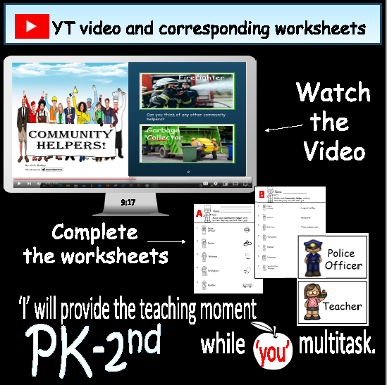 Community Helpers & Interdependence sheets & YT video lesson | Made By ...