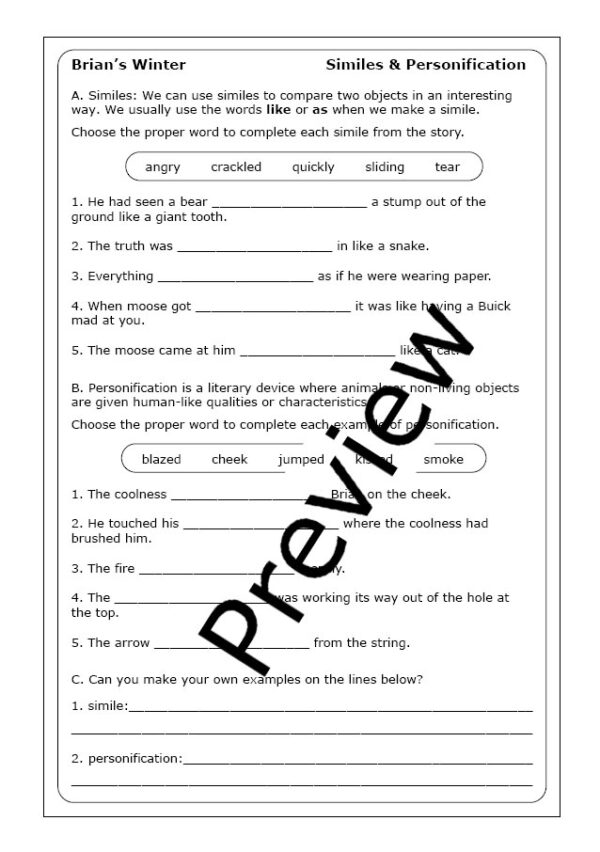 Gary Paulsen "Brian's Winter" worksheets | Made By Teachers