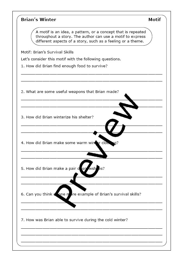 Gary Paulsen "Brian's Winter" worksheets | Made By Teachers