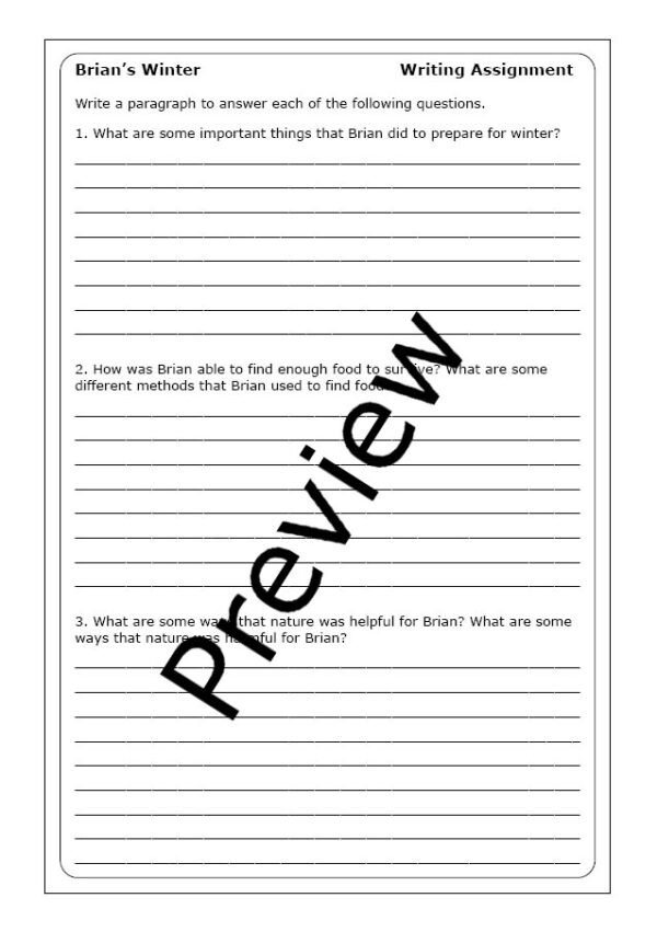 Gary Paulsen "Brian's Winter" worksheets | Made By Teachers