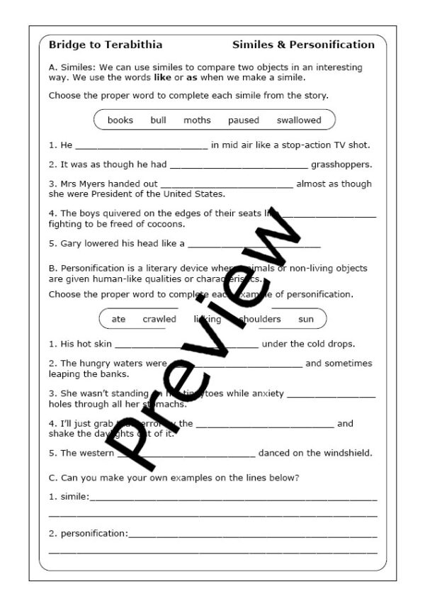 Katherine Paterson "Bridge to Terabithia" worksheets | Made By Teachers