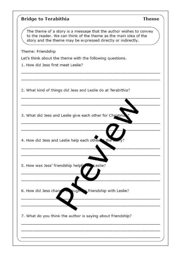 Katherine Paterson "Bridge to Terabithia" worksheets | Made By Teachers