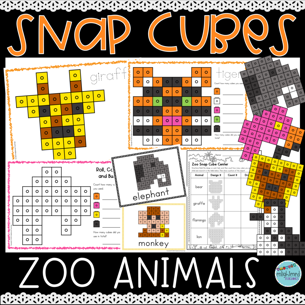 Animal Themed Snap Cube Mats BUNDLE Animal Counting Cube Centers | Made ...