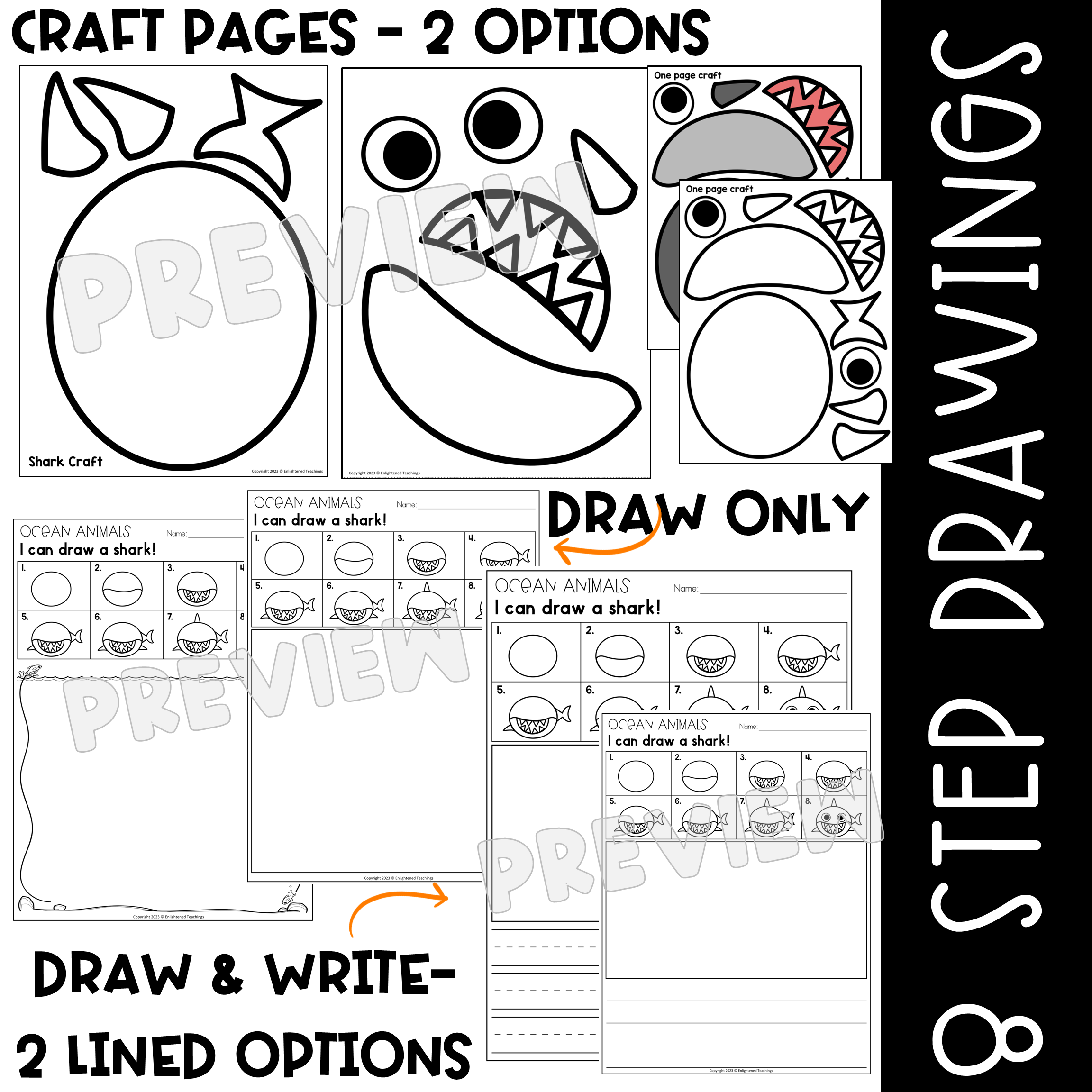 Shark Craft, Ocean Crafts, Ocean Directed Drawing, Ocean Animal ...