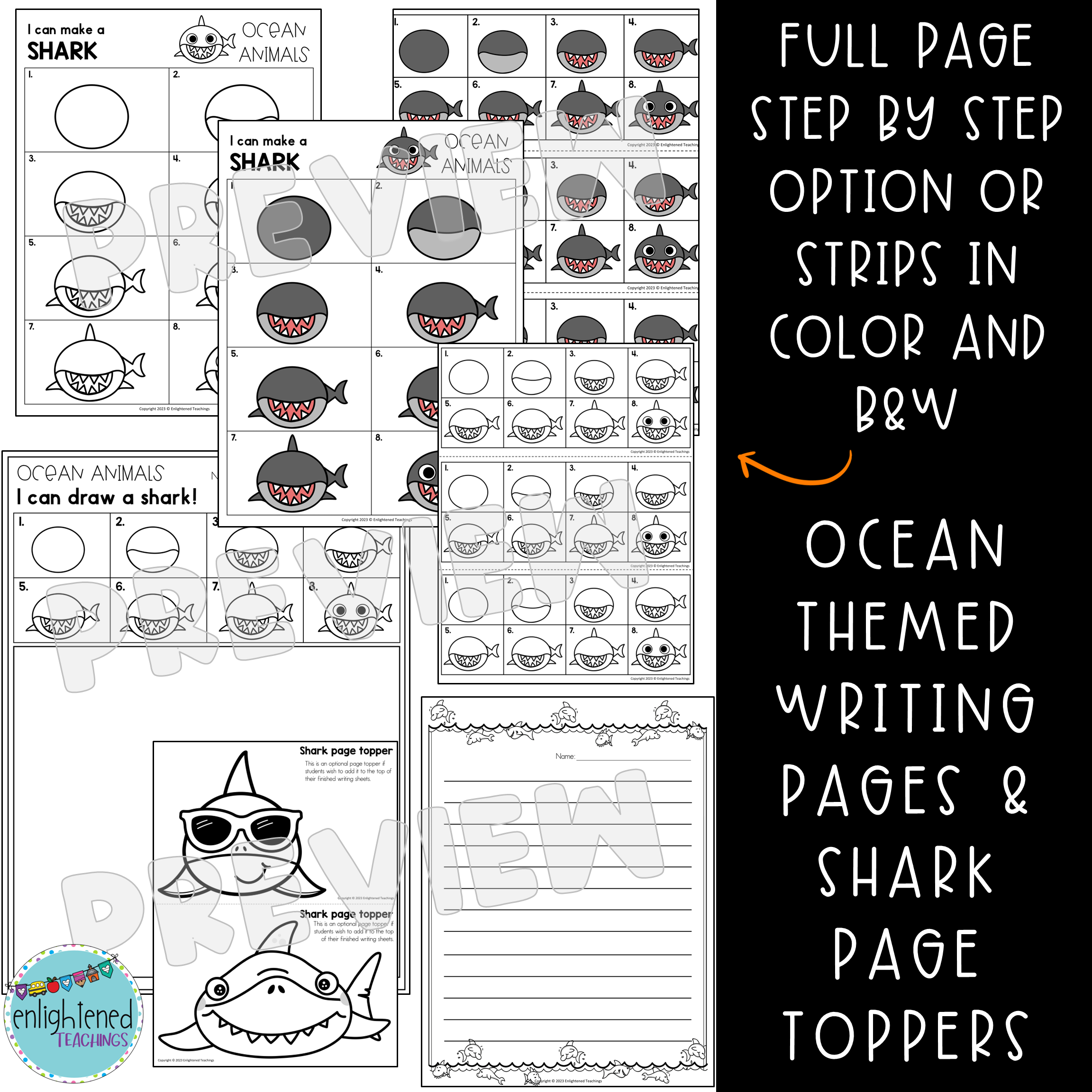 Shark Craft, Ocean Crafts, Ocean Directed Drawing, Ocean Animal ...