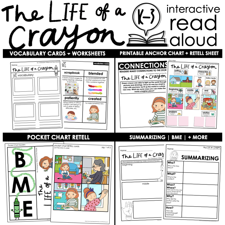 The Life of a Crayon Read Aloud Activities | RETELL Kit | Never-Ending ...
