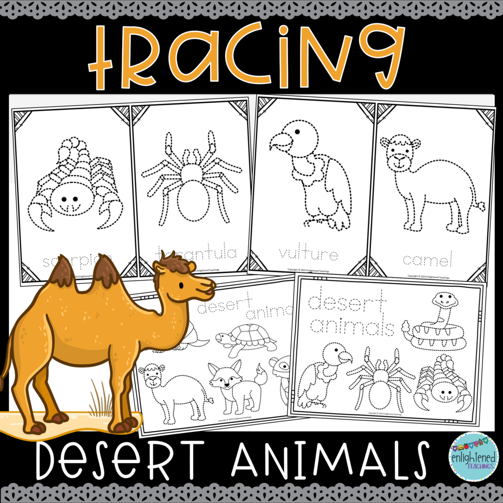 Desert Animals Tracing Worksheets Fine Motor Activity Tracing ...