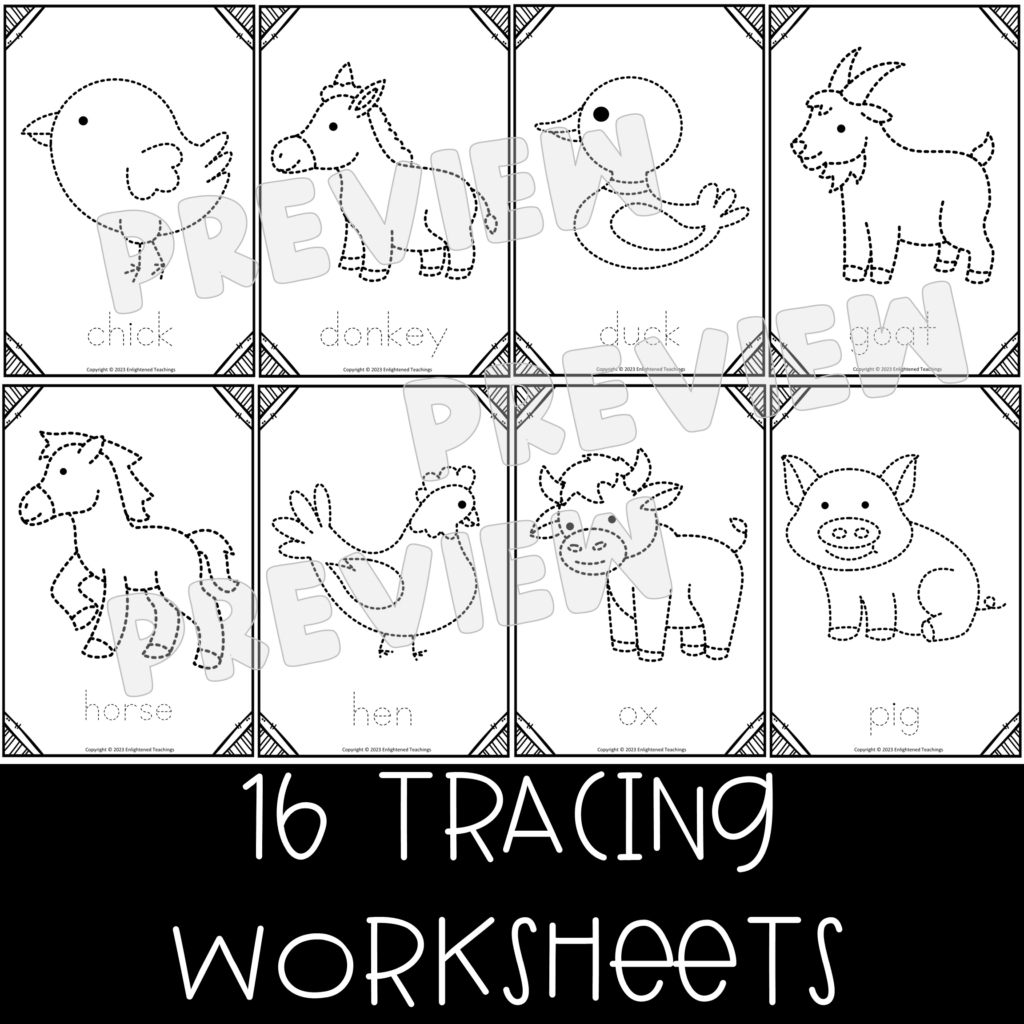 Farm Animals Tracing Worksheets Fine Motor Activity Farm Tracing ...