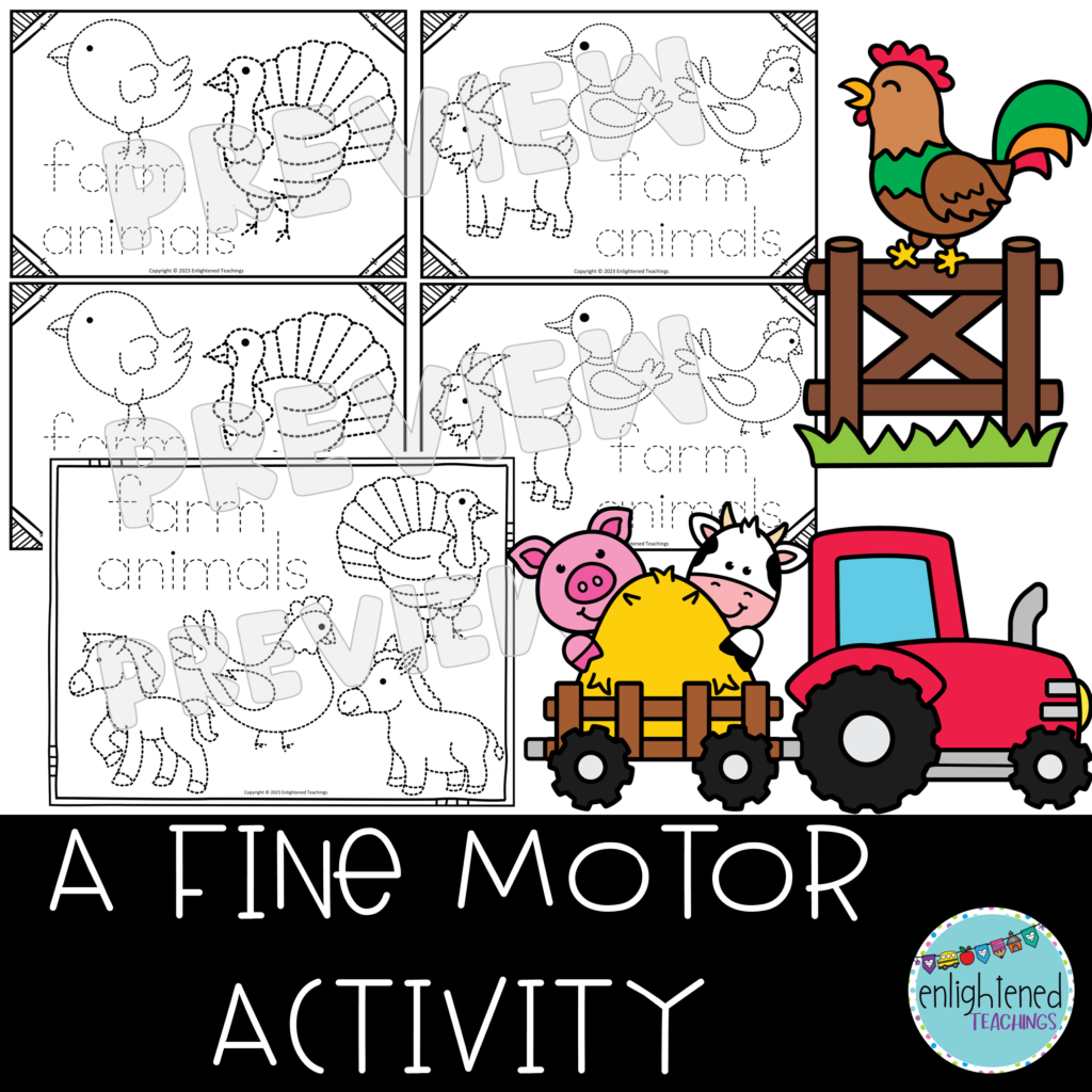 Farm Animals Tracing Worksheets Fine Motor Activity Farm Tracing ...