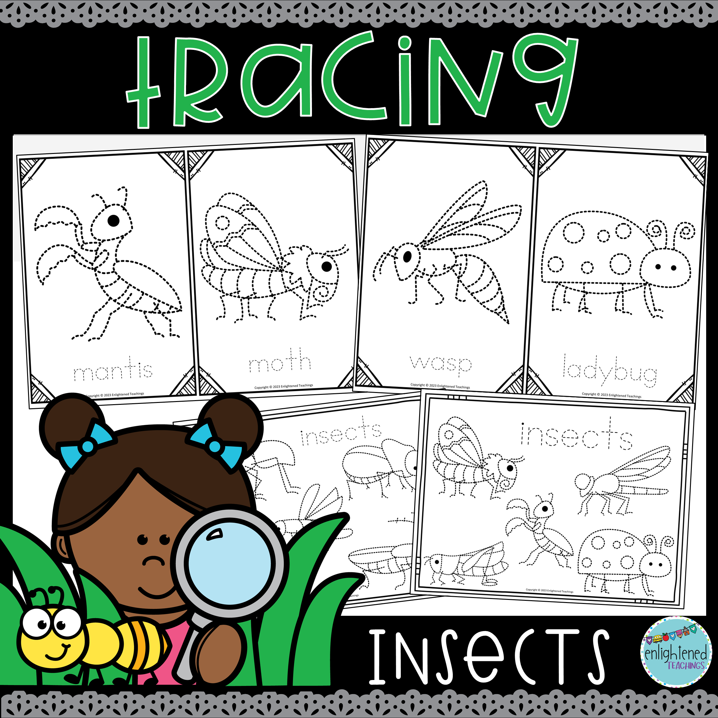 Insects Tracing Worksheets Fine Motor Activity Insect Tracing ...