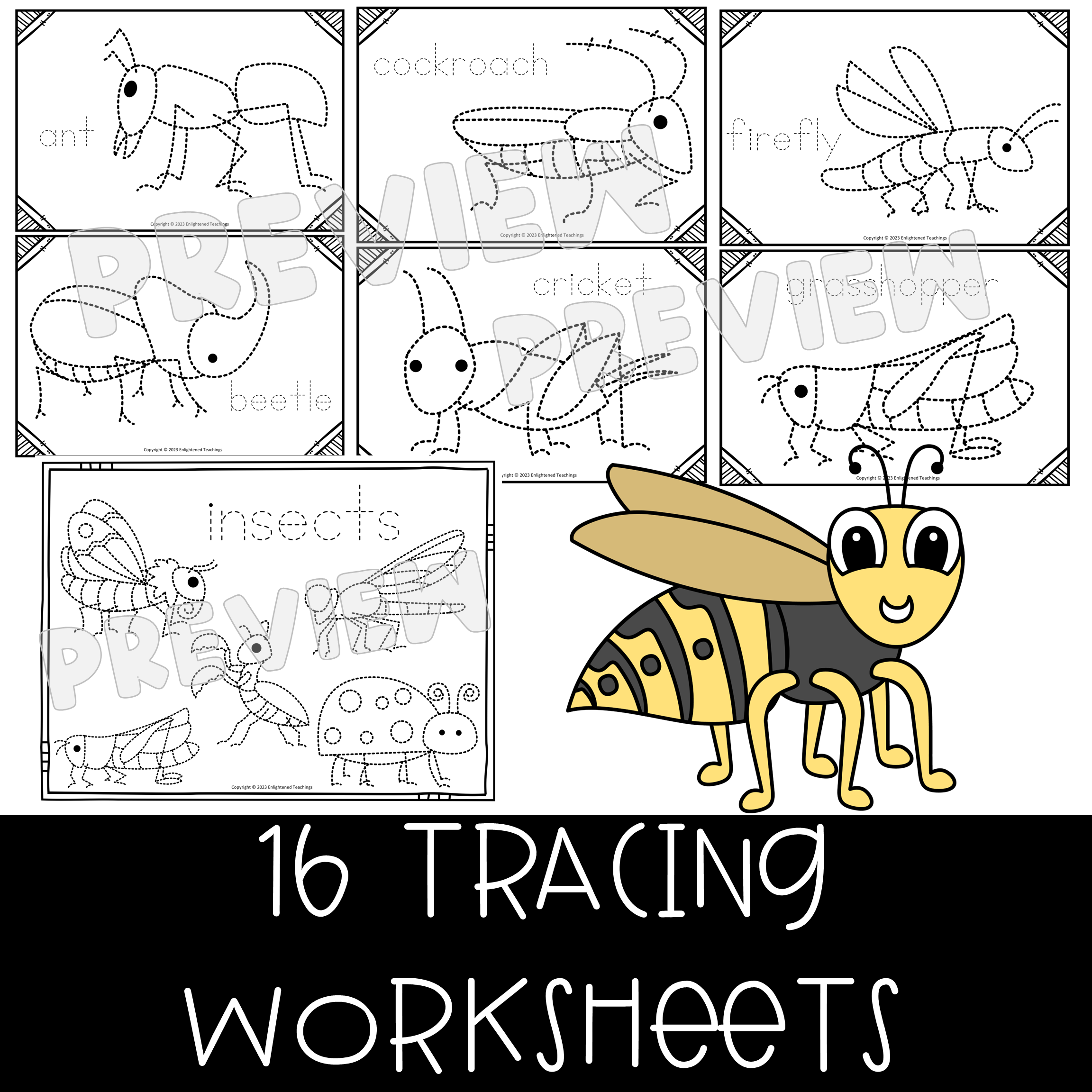 Insects Tracing Worksheets Fine Motor Activity Insect Tracing ...