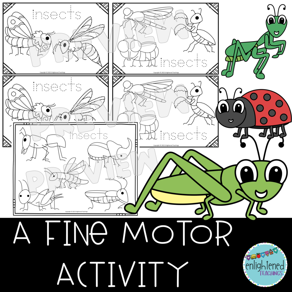 Insects Tracing Worksheets Fine Motor Activity Insect Tracing ...