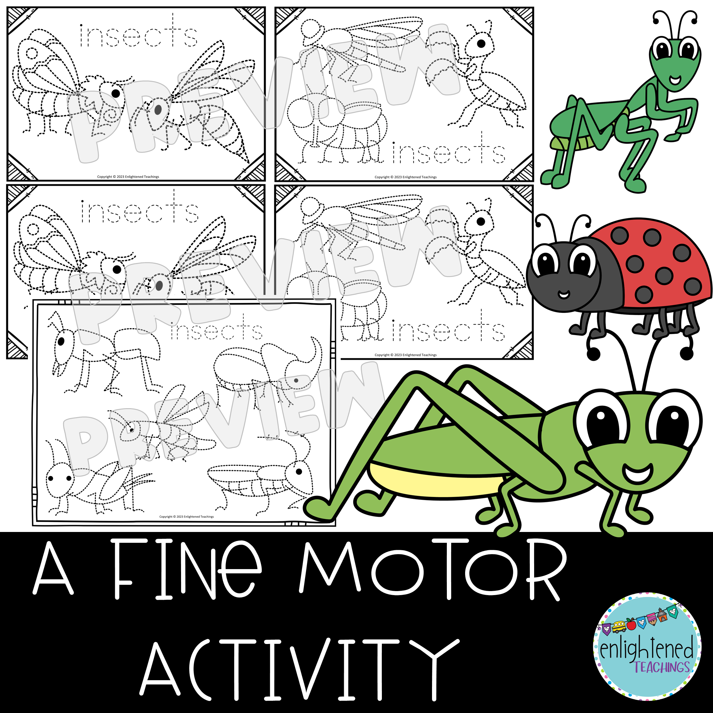 Insects Tracing Worksheets Fine Motor Activity Insect Tracing ...