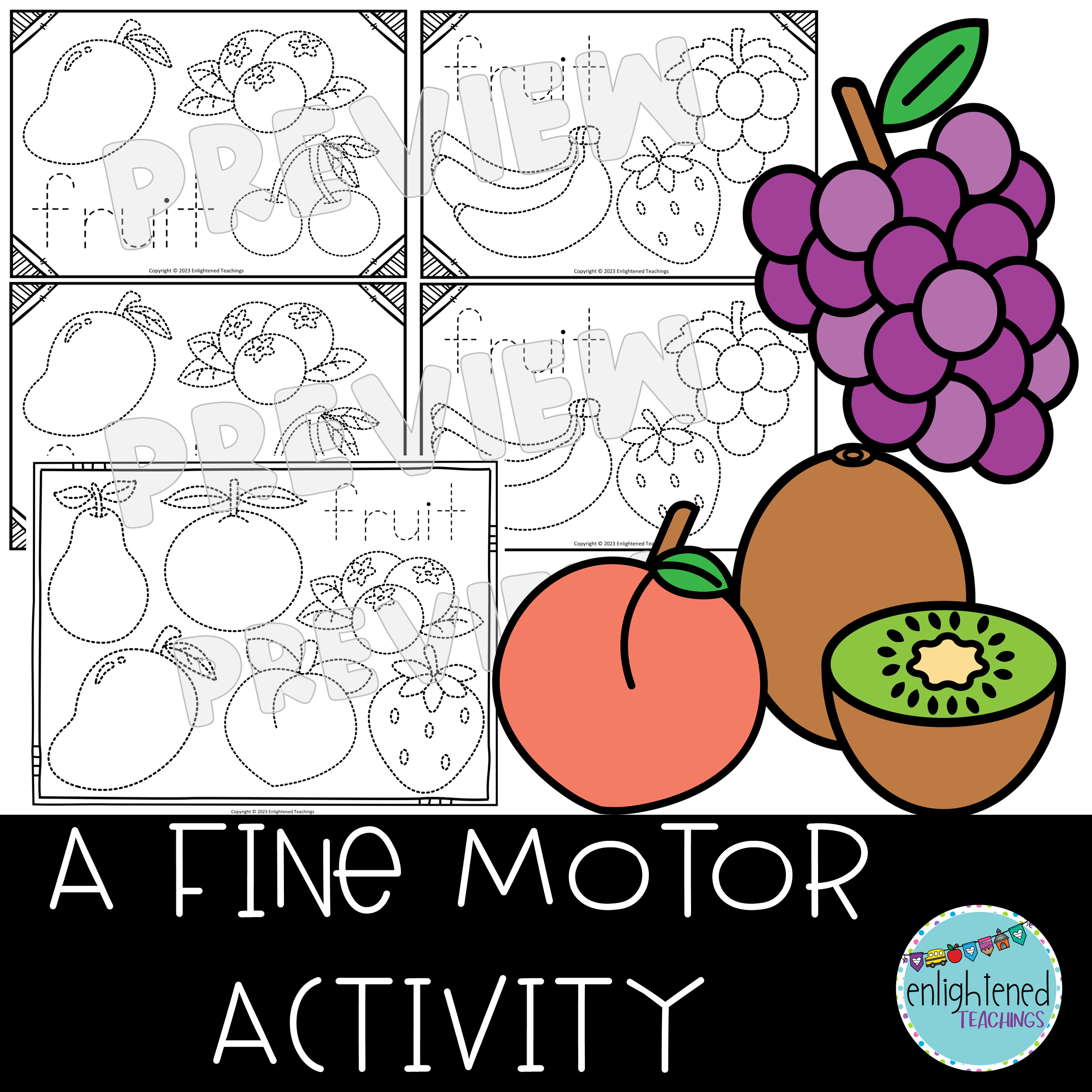 Fruit Tracing Worksheets Fine Motor Activity Fruit Tracing & Prewriting ...