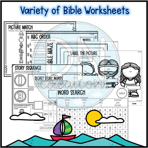Samson Bible Activities l Samson Worksheets l Samson and Delilah Bible ...