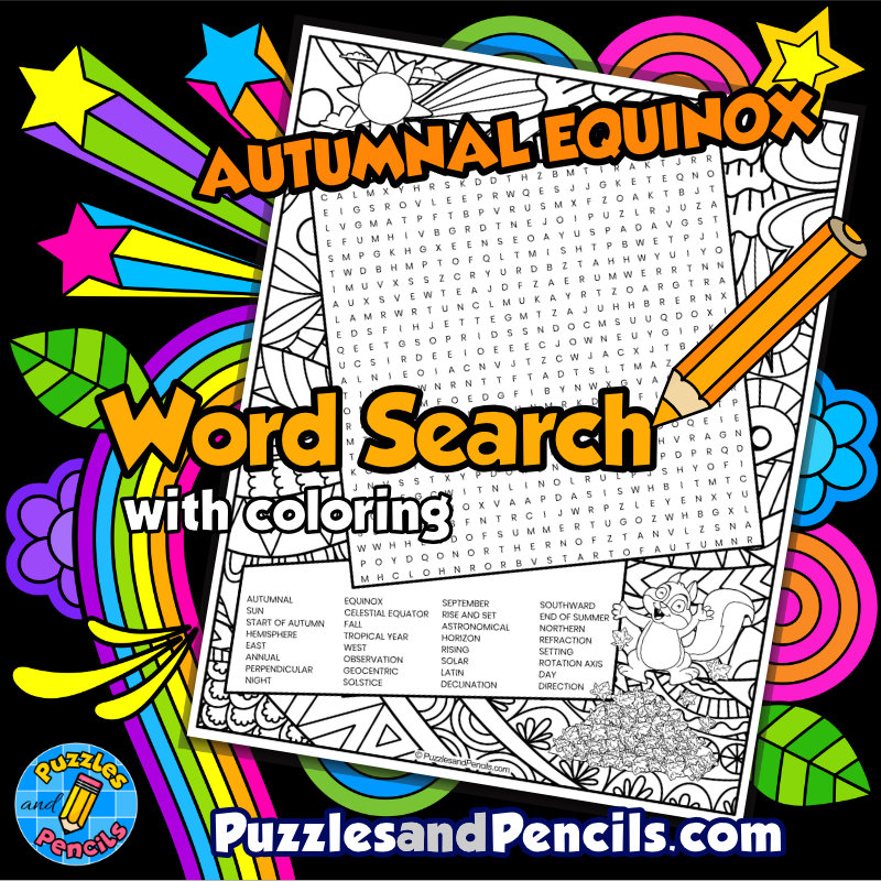 Autumnal Equinox Word Search Puzzle with Coloring | Fall Wordsearch ...