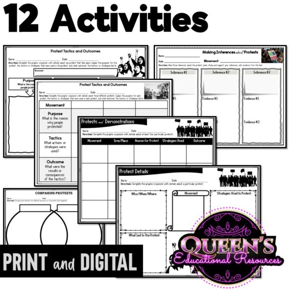 Protest Worksheets | Protest Activities | Civil Rights Movement | Civil ...