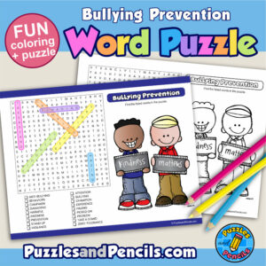 Bullying Prevention Word Search Puzzle Activity and Coloring ...