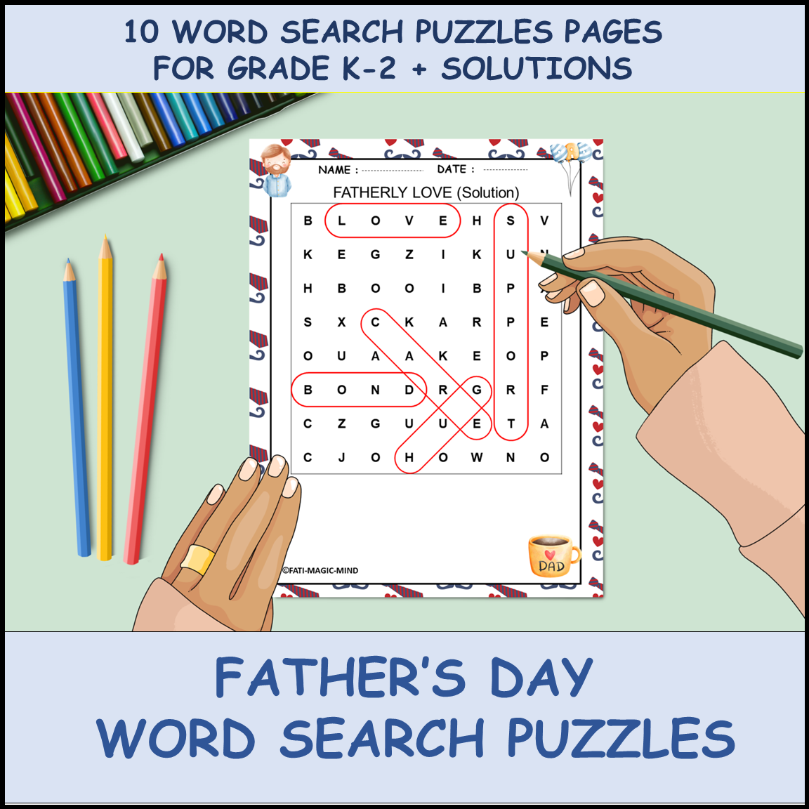 Father's Day Word Search Puzzles: 10 Printable Activity Pages for ...