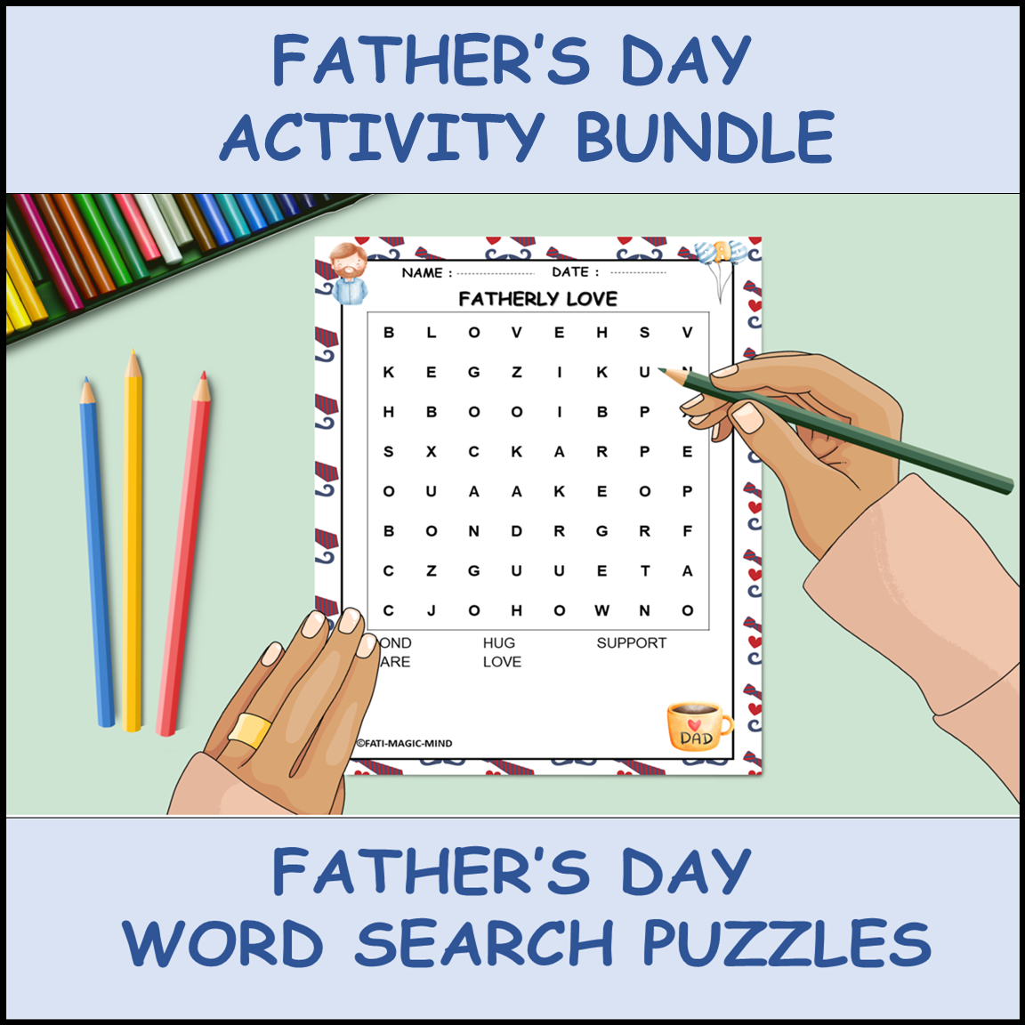 Father's Day Activity Bundle Questionnaire Word Search Printables for ...