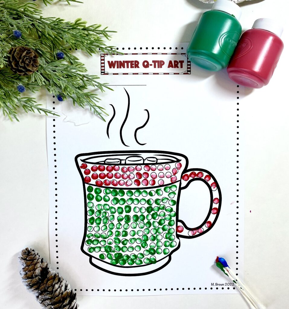 Winter Q-Tip Art Packet | Made By Teachers