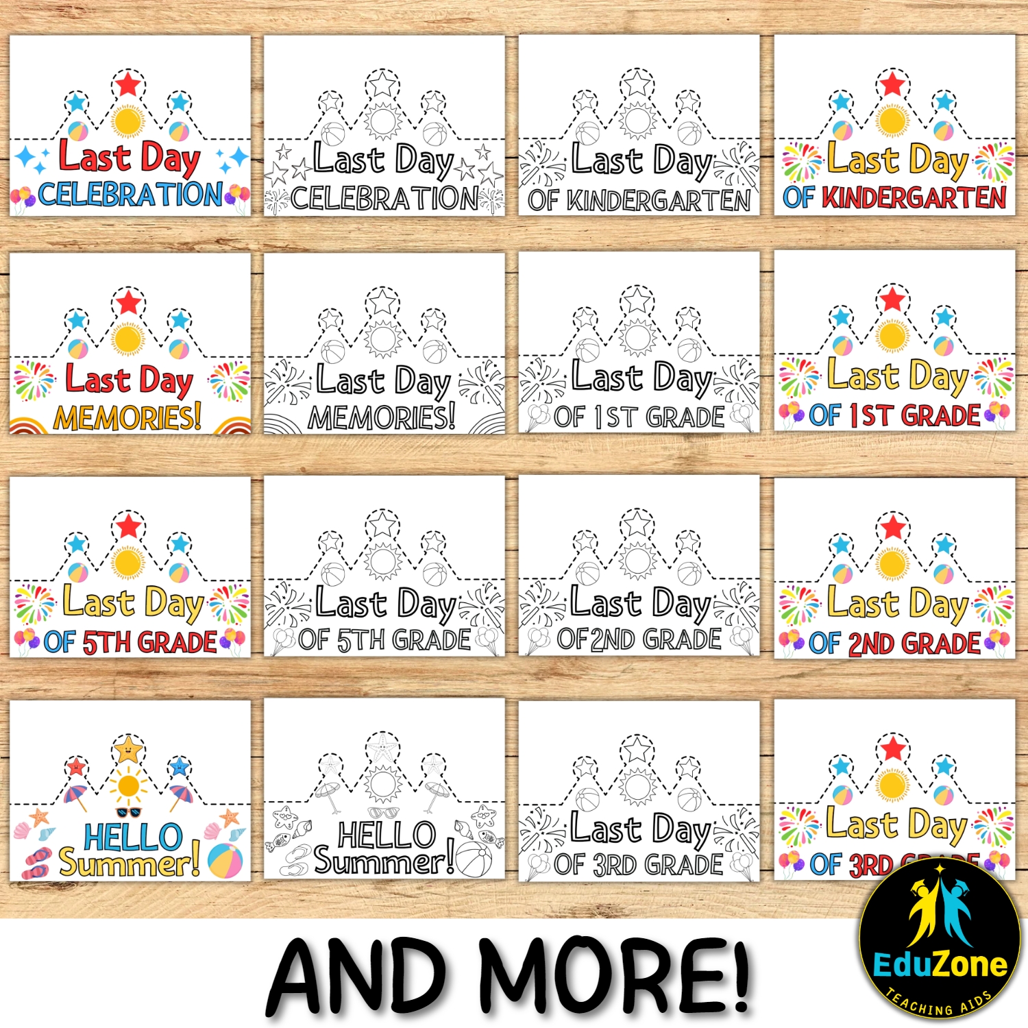 End-of-Year Celebrations: Colorable Summer Crowns for Grades 1-5 Last ...
