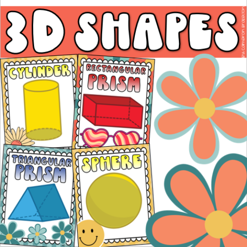 3D Shapes Poster Signs Groovy Retro Vibes Theme | Made By Teachers