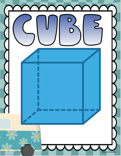 3D Shapes Poster Signs Groovy Retro Vibes Theme | Made By Teachers