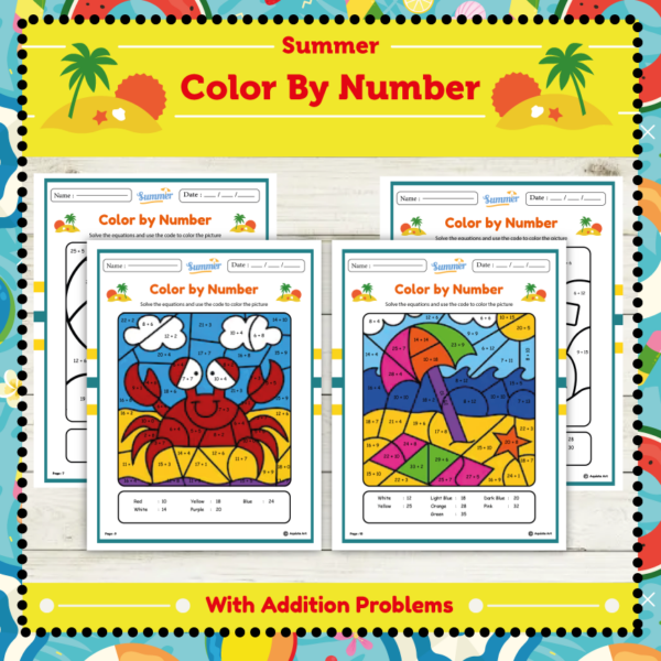 Summer Color by Number : Solve Addition Equations to Unveil the Colors ...