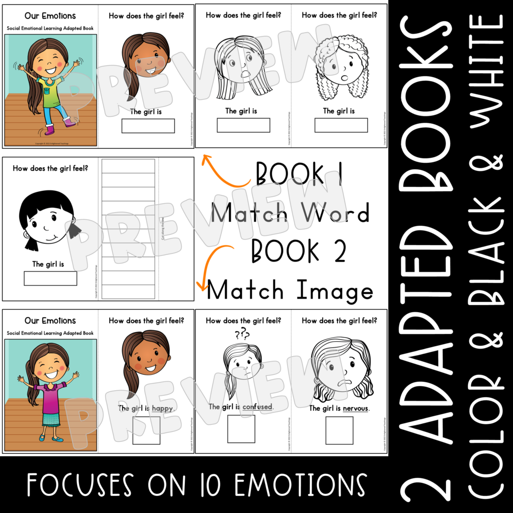 Feelings & Emotions Adapted Book with SEL Activities - Girl Emotions ...