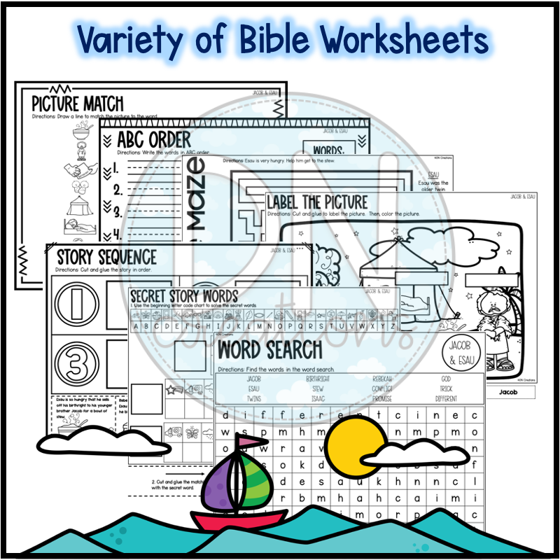 Jacob and Esau Bible Activities l Jacob and Esau Worksheets l Jacob and ...