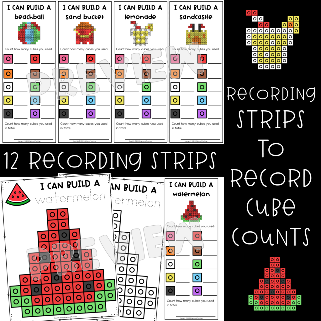 Summer Snap Cube Mats Fine Motor Skills Counting Cubes Counting Blocks ...