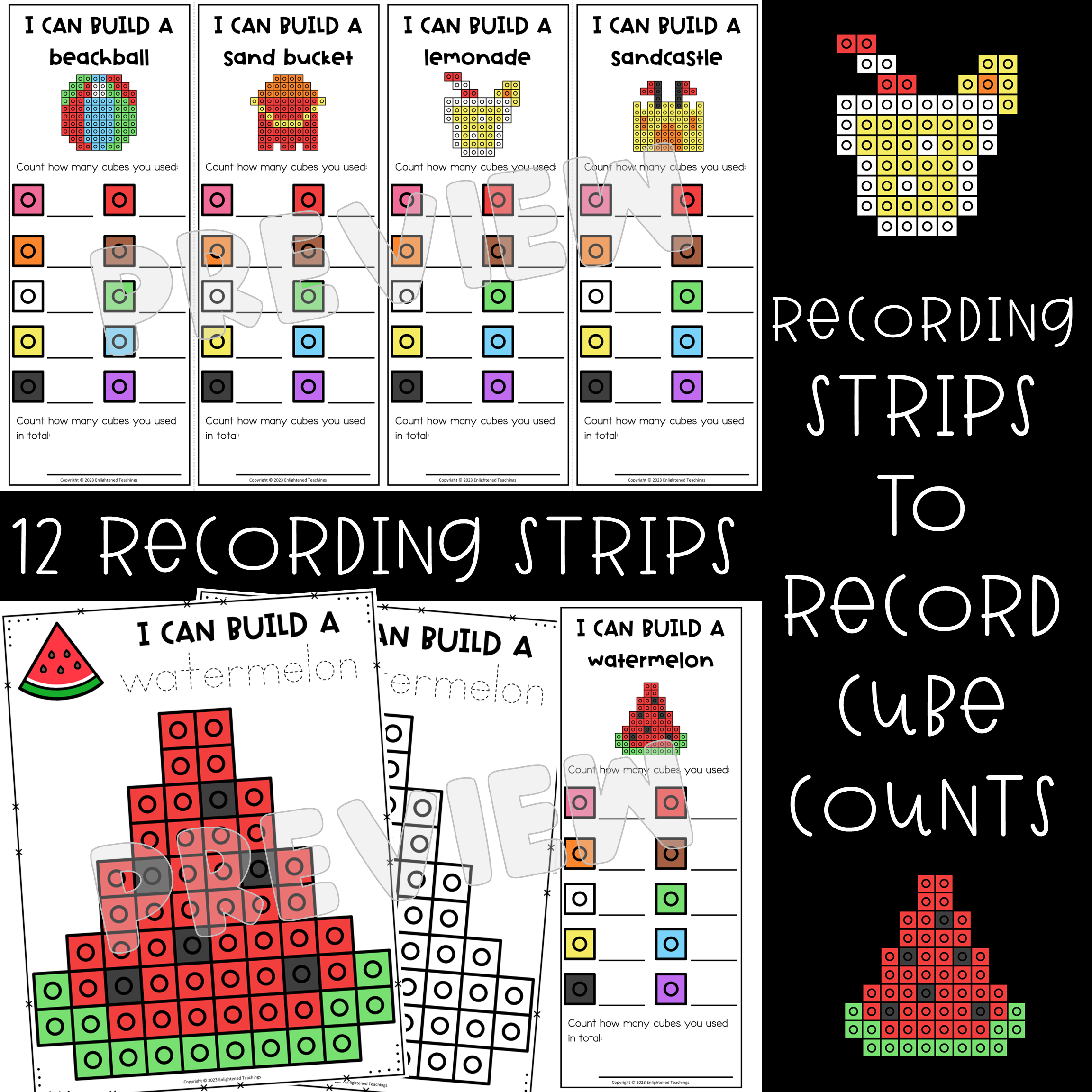 Summer Snap Cube Mats Fine Motor Skills Counting Cubes Counting Blocks ...