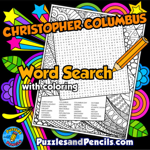 Christopher Columbus Word Search Puzzle with Coloring | Columbus Day ...