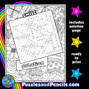 Smile Word Search Puzzle with Coloring | Wordsearch | Made By Teachers