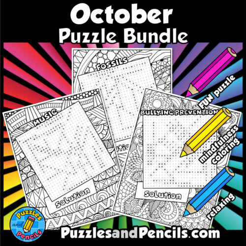 October Word Search Puzzle Activity Page BUNDLE | 15 Wordsearch Puzzles ...