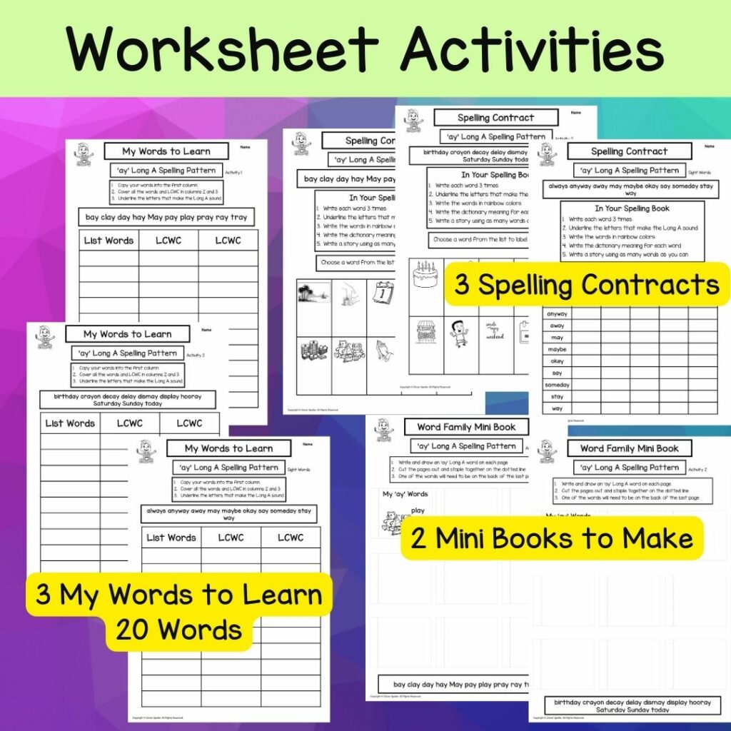 Long A Phonics Activities - Spelling Letter Pattern 'ay' - Worksheets ...