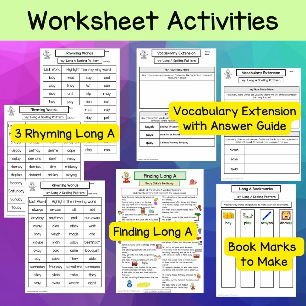 Long A Phonics Activities - Spelling Letter Pattern 'ay' - Worksheets ...