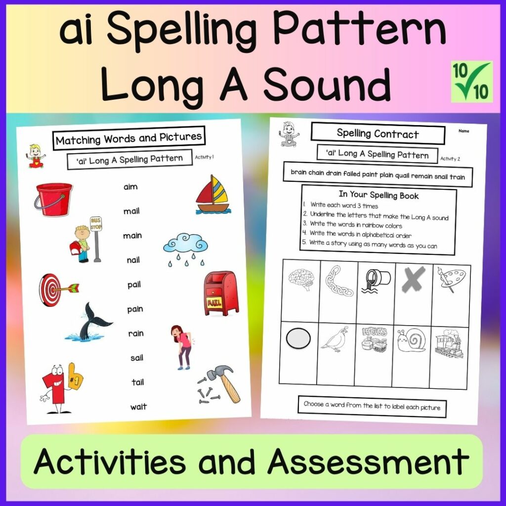 Long A Phonics Activities - Spelling Letter Pattern 'ai' - Worksheets ...
