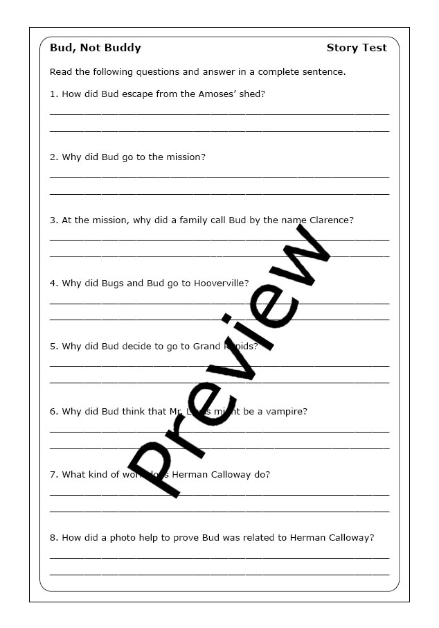 Christopher Paul Curtis "Bud, Not Buddy" worksheets | Made By Teachers