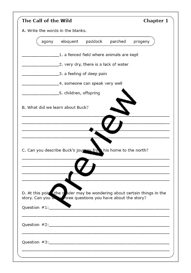 Jack London "The Call of the Wild" worksheets | Made By Teachers