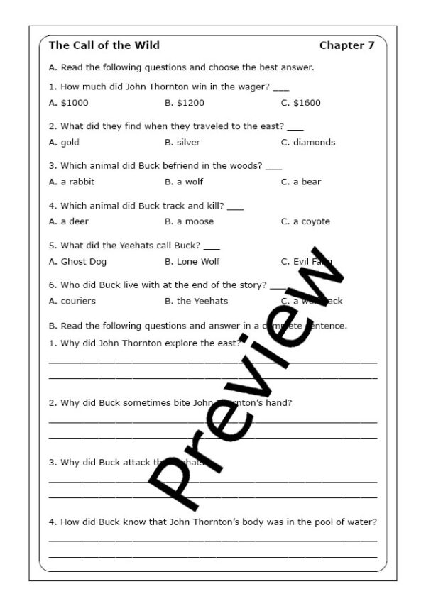 Jack London "The Call of the Wild" worksheets | Made By Teachers