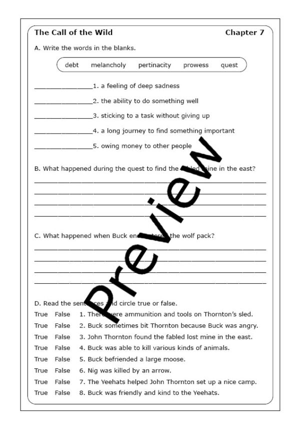 Jack London "The Call of the Wild" worksheets | Made By Teachers